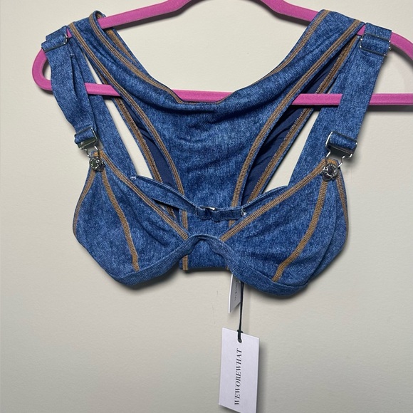 WeWoreWhat | Swim | We Wore What Overall Triangle Denim Bikini Top ...